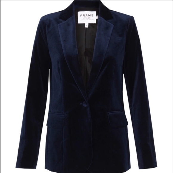 Frame Denim | Jackets & Coats | Frame Blue Velvet Career Blazer | Poshmark